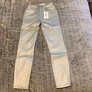 Frame Denim | Jeans | Frame Silver Coated Ali High Rise Metallic Skinny ...